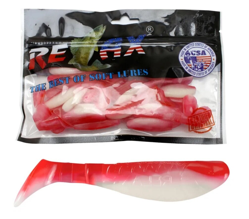 Мягкая силиконовая приманка риппер RELAX KOPYTO LAMINAT 4 (10,0cm) цвет L005 (Red, White, Laminated) 1 уп. по 10 шт.