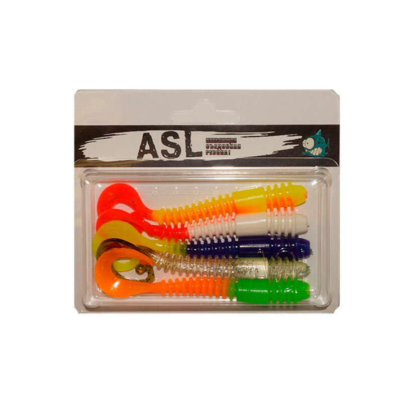 Силиконовая приманка ASL "Джим" цвет mega mix, L- 10см (4"), 5шт/уп