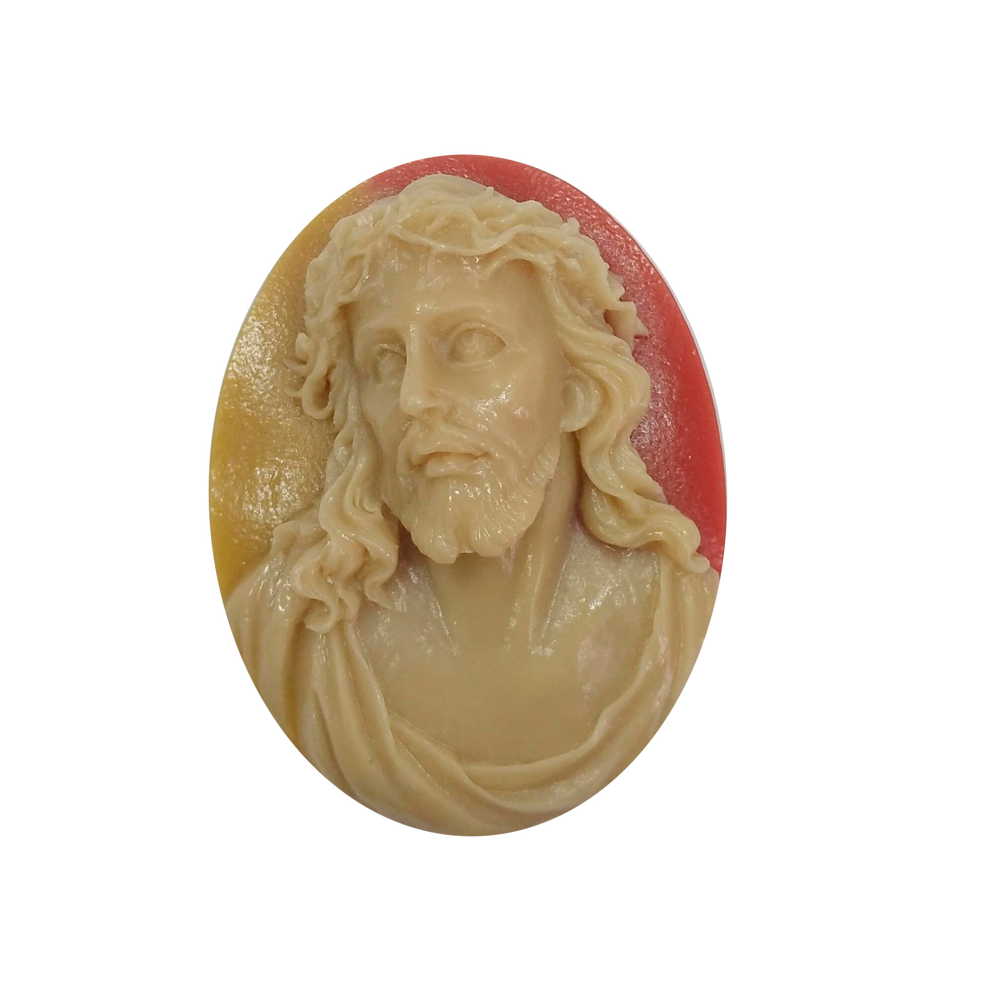 Камея акриловая, 40х30мм, Иисус в терновом венке, перламутр на сердолике, 1 шт.