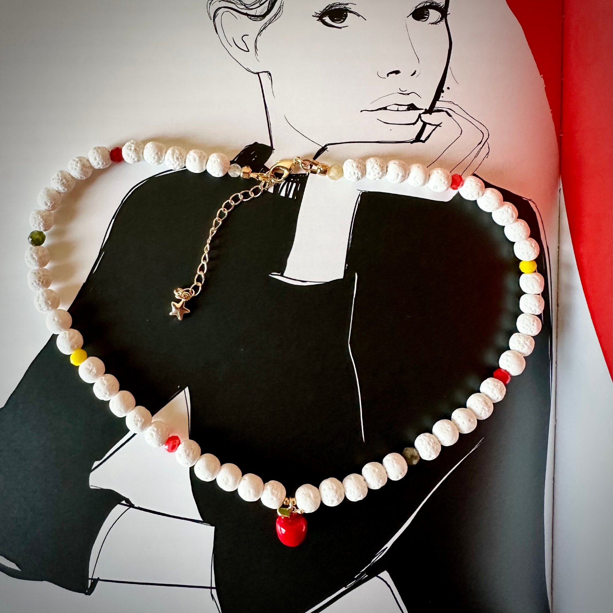 Колье, вулканическая лава, эмаль