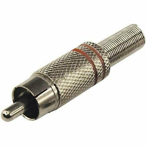 Штекер RCA Rexant 14-0405-4 с 4-секционной цангой два серебристых разъема на кабель под пайку с пружиной - красный/чёрн