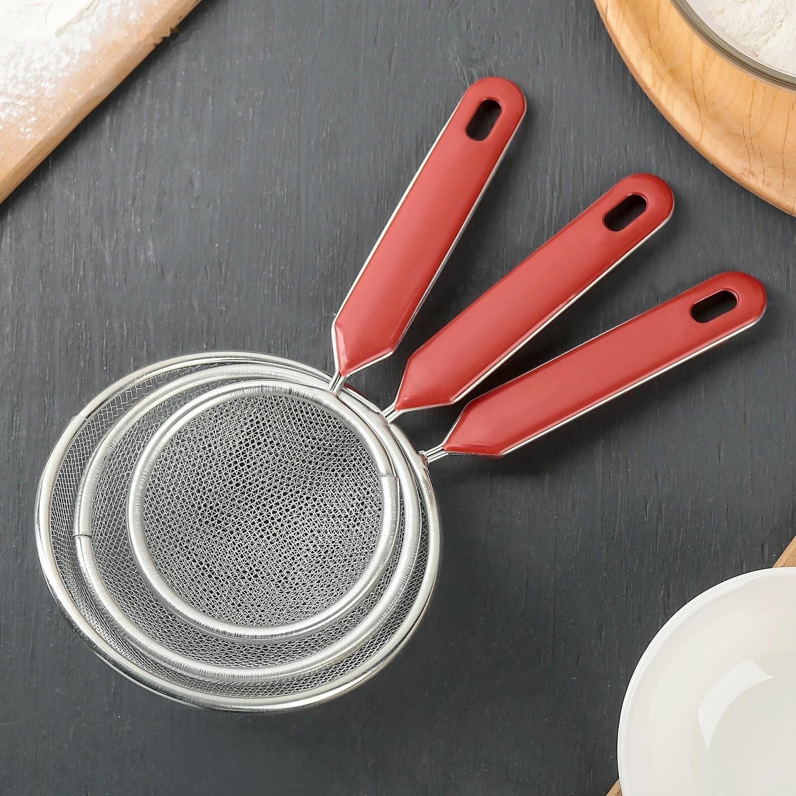 Набор сит, 3 шт, d 8 см, d 10 см, d 11,7 см