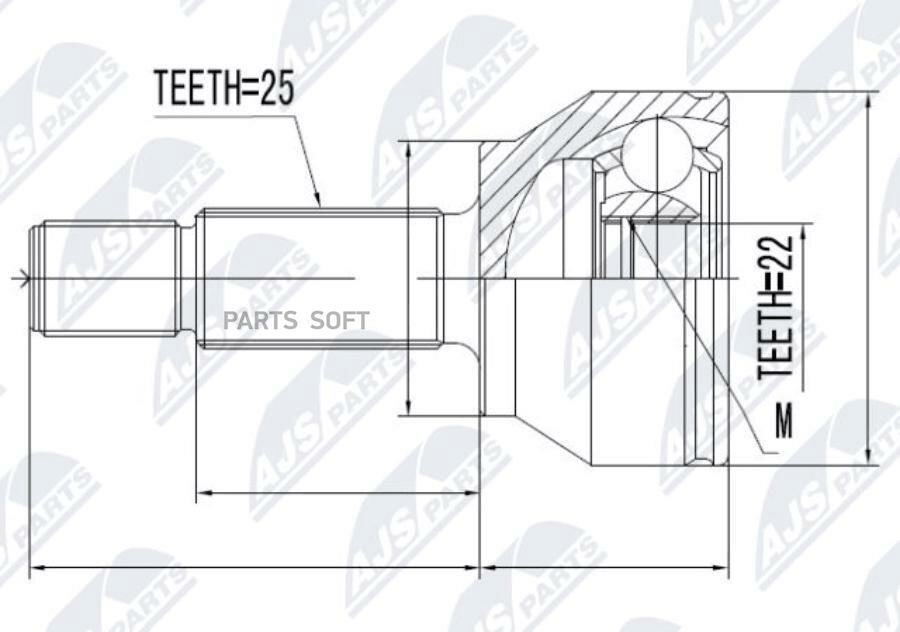 ШРУС наружный FORD FIESTA V JH/JD 1.25,1.3,1.4 01-, FUSION JU 1.25 04-,1.4 02-, MAZDA 2 1.25,1.4,1.6 NTY арт. NPZ-FR-025