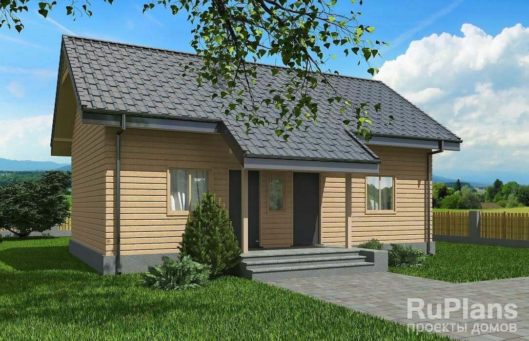 Одноэтажный дом. (60 м2, 7м x 11м) Rg5654