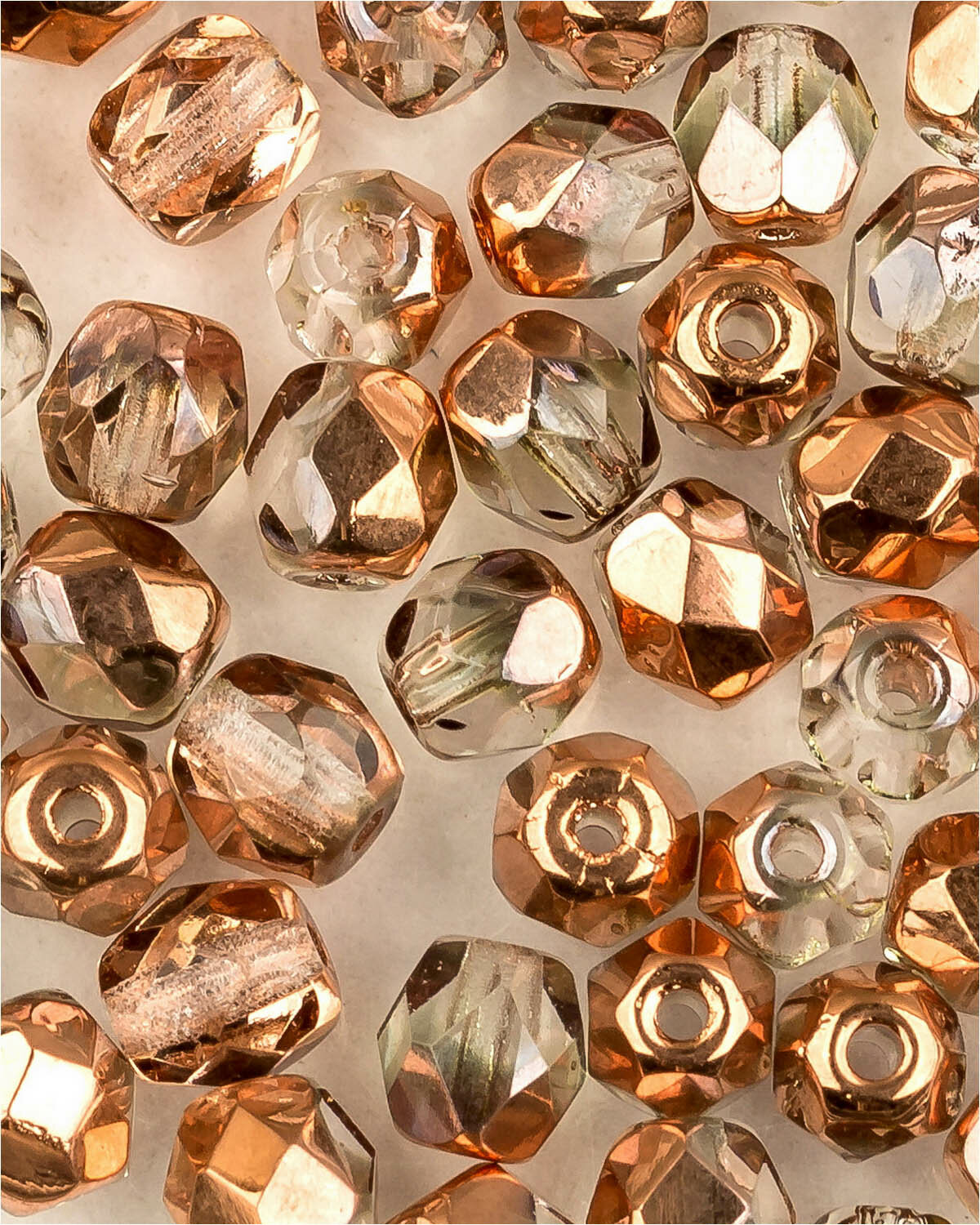 Стеклянные чешские бусины, граненые круглые, Fire polished, 4 мм, цвет Crystal Capri Gold, 100 шт.