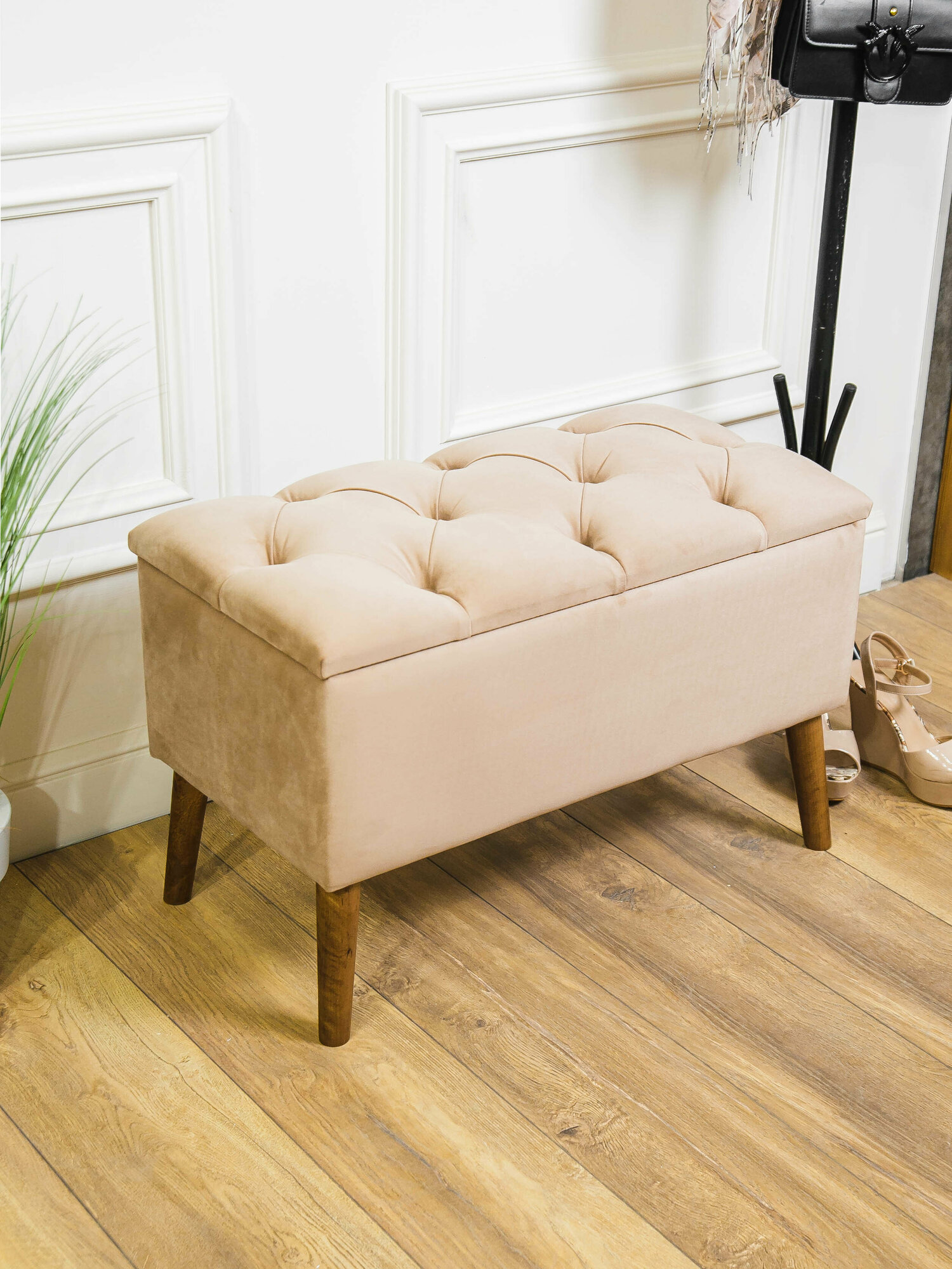 Пуф в прихожую, банкетка с ящиком для хранения, откидная крышка на механизме, ЛДСП, 70х36х48