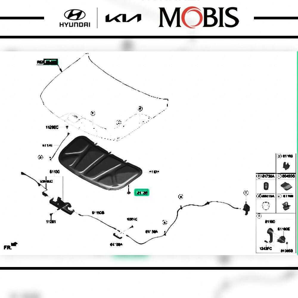 Клипса крепежная автомобиля 10шт. для Solaris I-II, G80 I, I10, Soul Stinger / арт. 8112637010 / бренд MOBIS