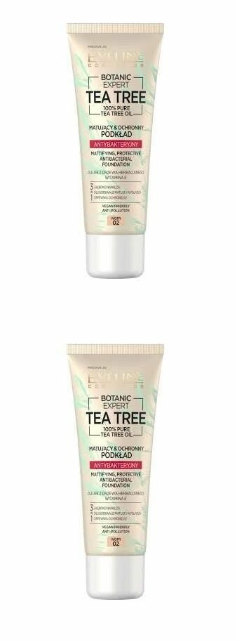 Eveline Cosmetics Тональный крем Botanic Expert, матирующий, антибактериальный 3в1, 02 Ivory, 30 мл, 2 шт.