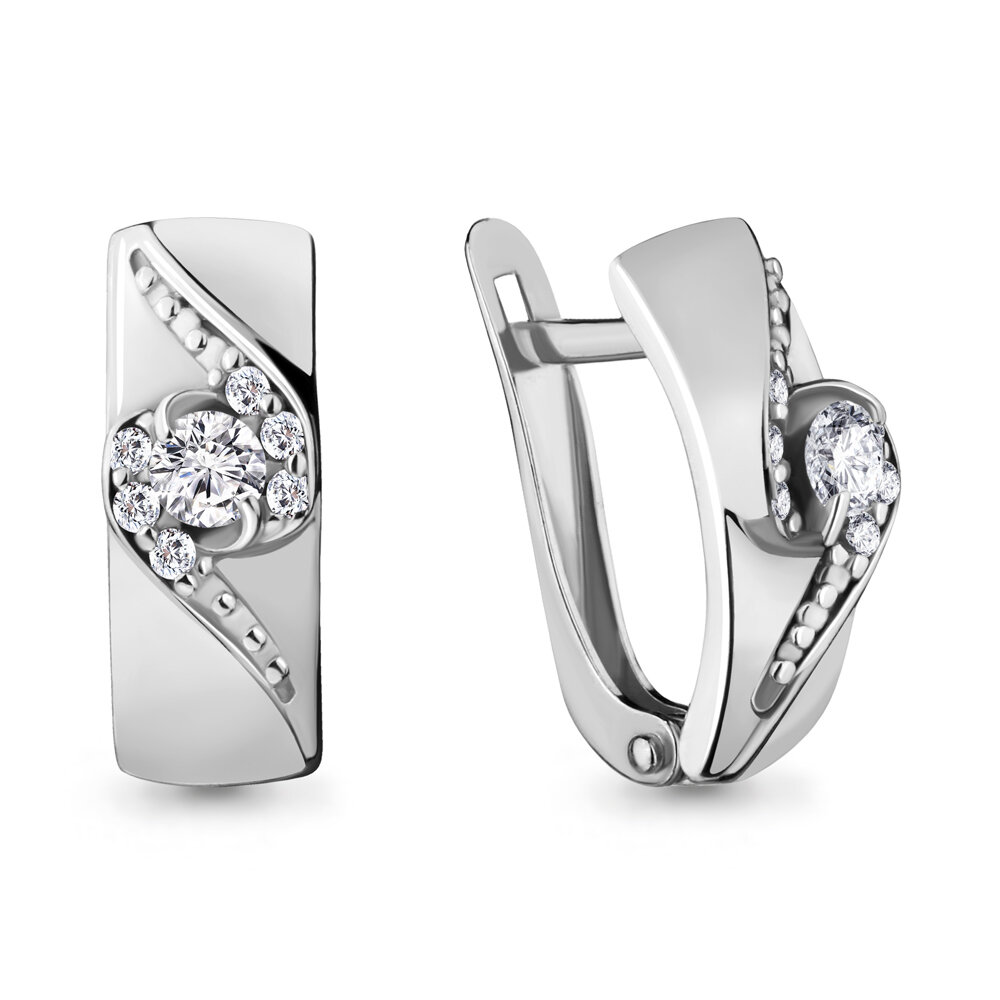 Серьги, серебро, 925 проба, фианит