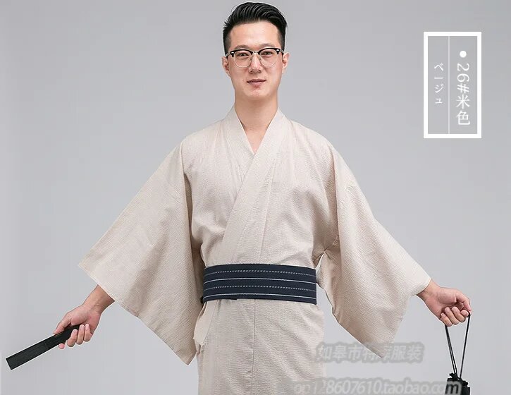 Традиционный японский KIMONO модный YUKATA летние мужские длинные халаты с поясом, пижамный комплект из 95% хлопка, мужская одежда для сна, халат М, 26