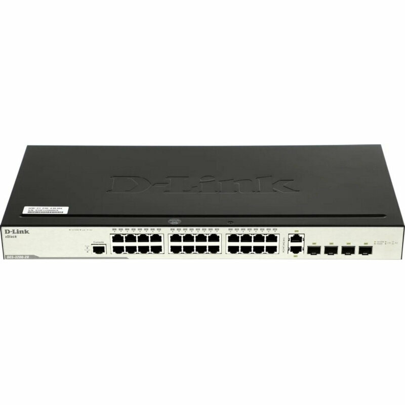 Коммутатор D-Link DES-3200-28/C1A, L2 24x10/100Base-TX, 2xSFP, 2 комбо, 2080988