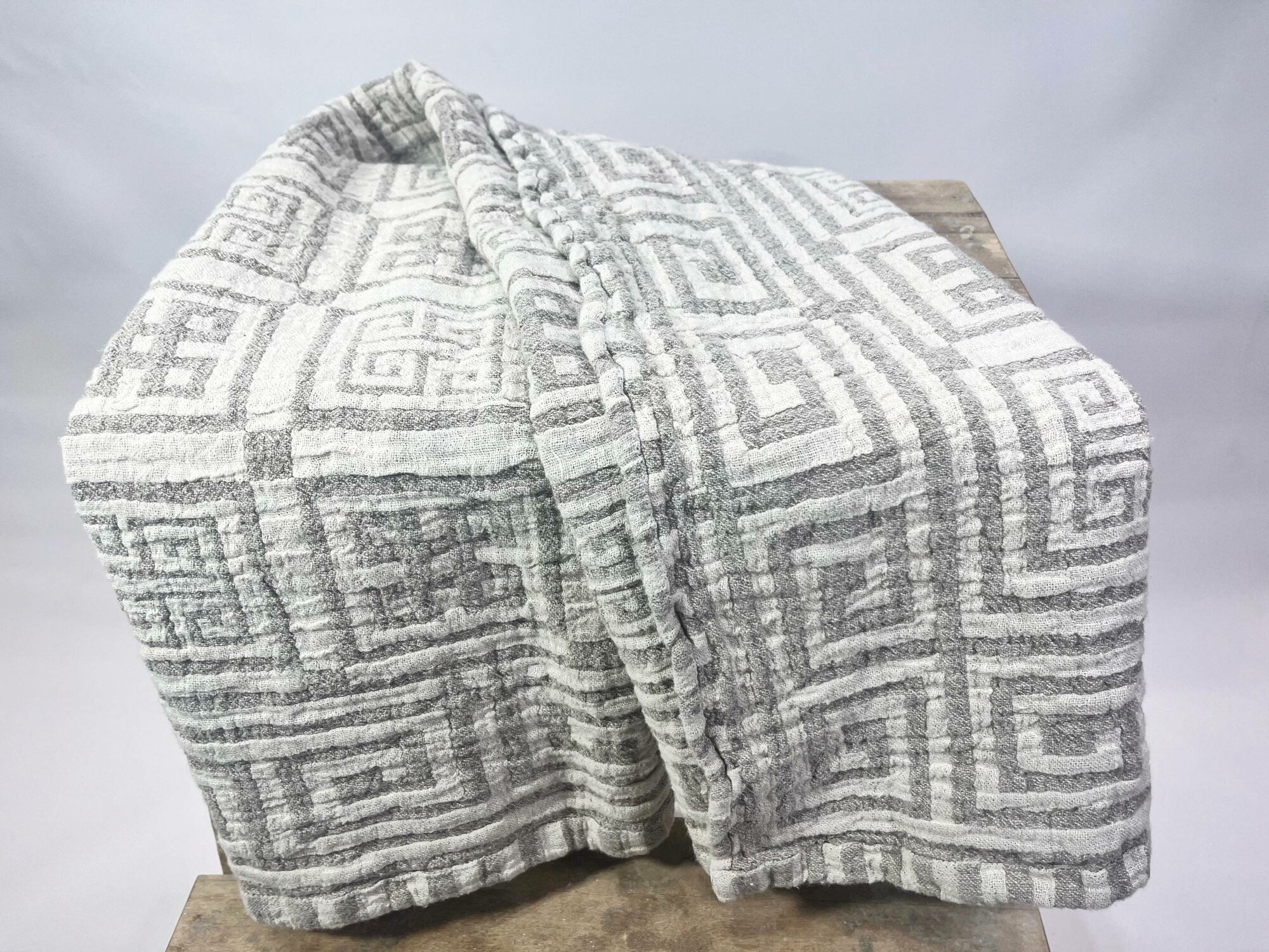 45х80 Льняное банное полотенце Греческий орнамент для рук и лица лён 83%, хлопок 13%