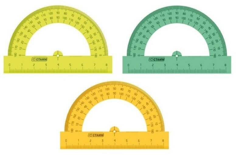 Транспортир Стамм Neon Crystal, 8 см. Цена за 2 штуки