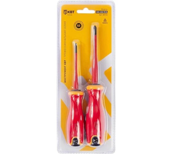 Набор диэлектрических отверток КВТ НИО-2202 серия слим PZ-FL 88930