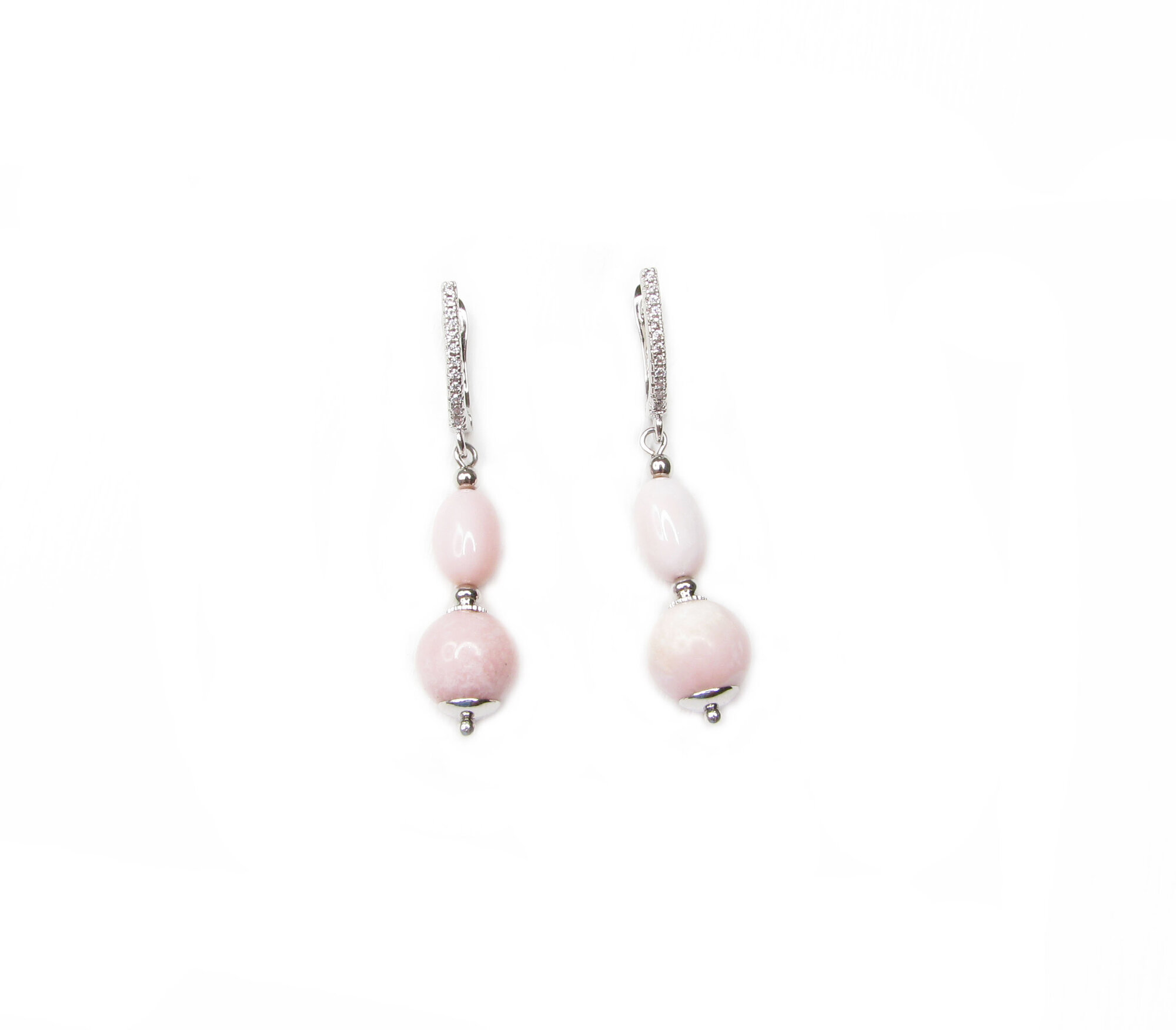 Серьги с подвесками, опал, фианит