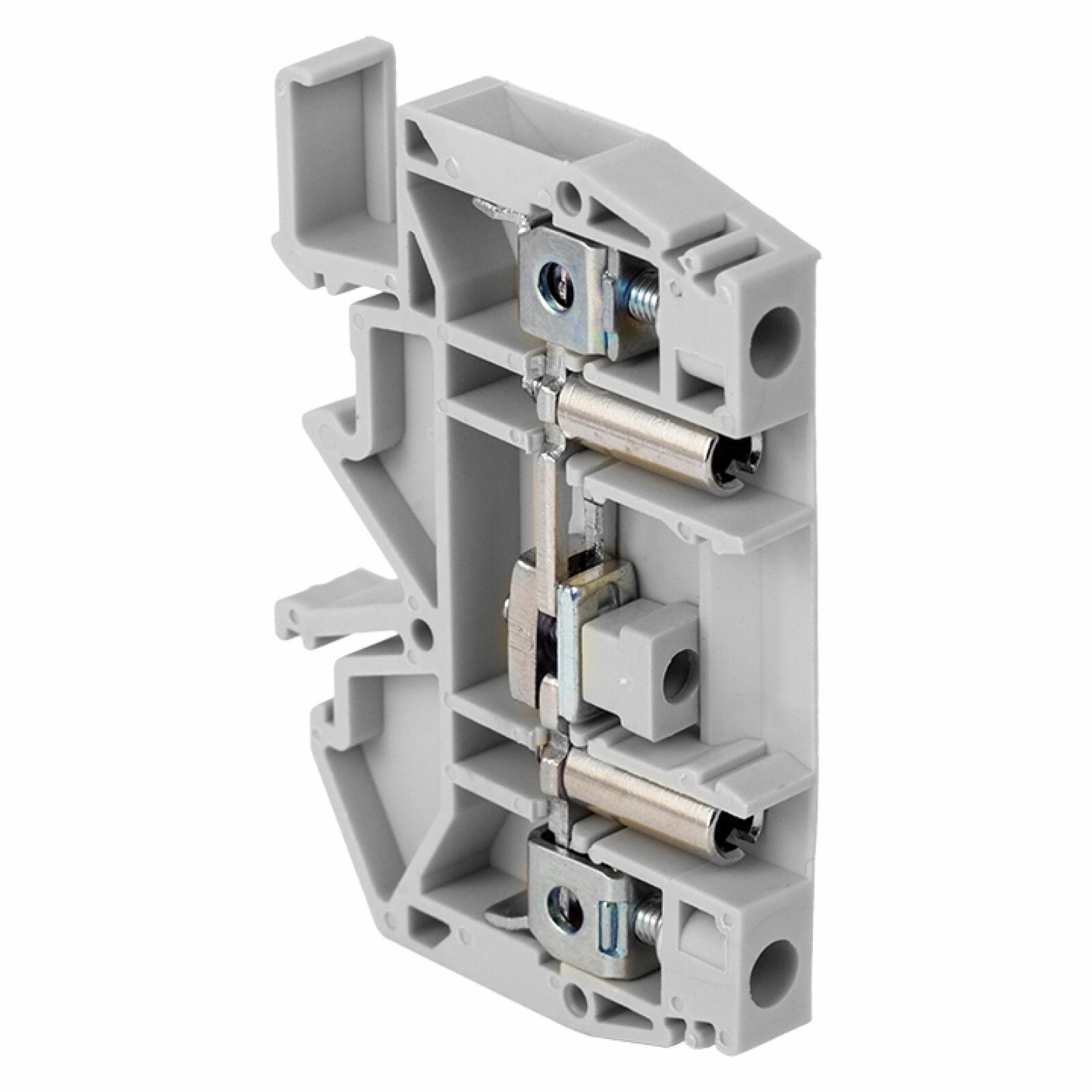 Клемма винтовая JXB-6S1-35 с продольным размыкателем и измерительными гнездами, серая - 25 штук