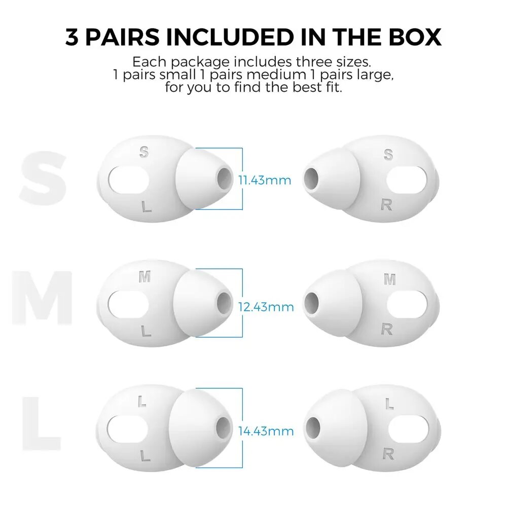 3 пары силиконовых амбушюр для AirPods 3 white-6Pcs