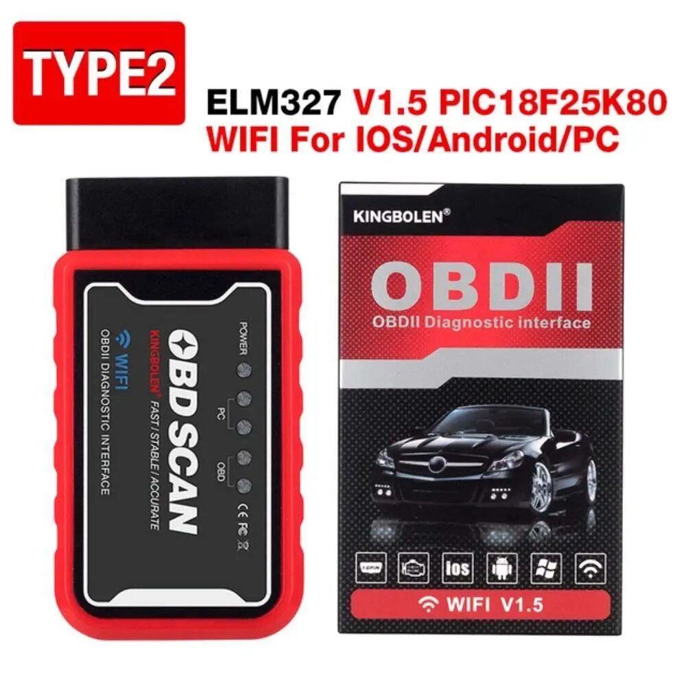 ELM327 V1.5 OBD2 сканер WiFi BT PIC18F25K80 чип OBDII диагностические инструменты для IPhone Android ПК ELM 327 считыватель кодов ошибок автомобиля