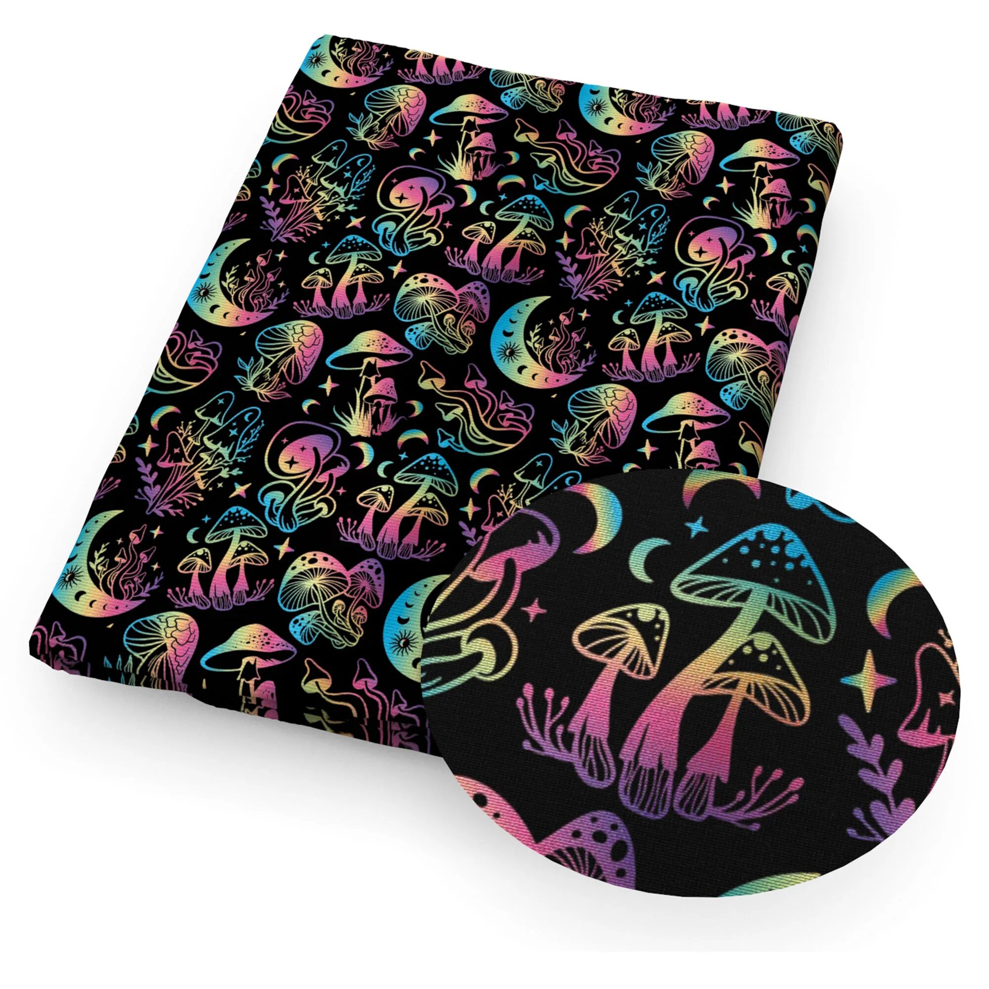 Черная грибная ткань полиэстер хлопок 50*145 см для шитья