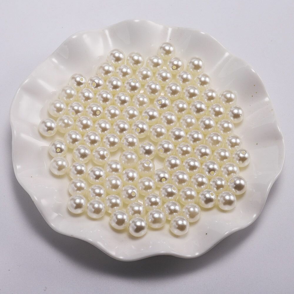Акриловые жемчужные бусины 6 мм, 100 шт для бижутерии и декора, пластиковые перламутровые бусины для рукоделия DIY, бисер для браслетов и сережек