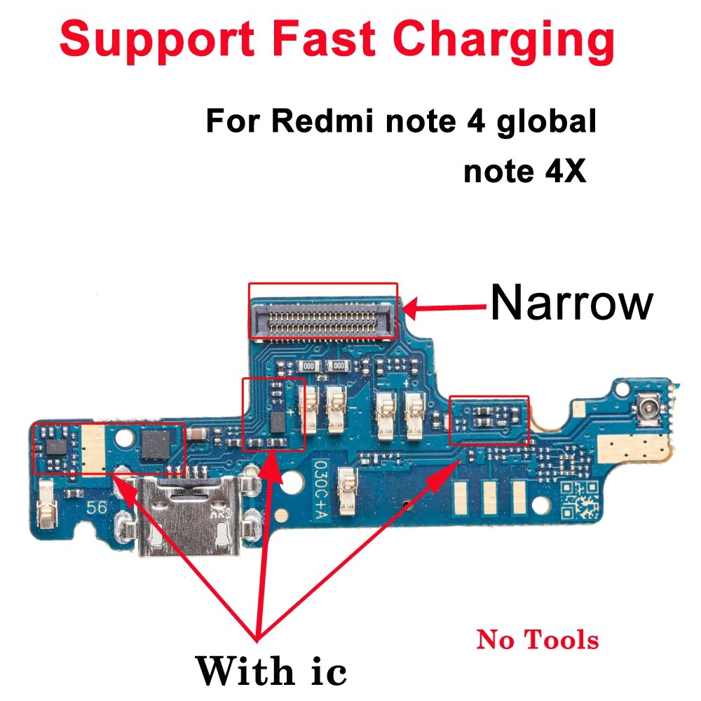 1 шт. USB-порт для зарядки, гибкий кабель для материнской платы с микрофоном для Xiaomi Redmi Note 4X Note 4, гибкий разъем для зарядного устройства для глобальной док-станции For Redmi note4x ic