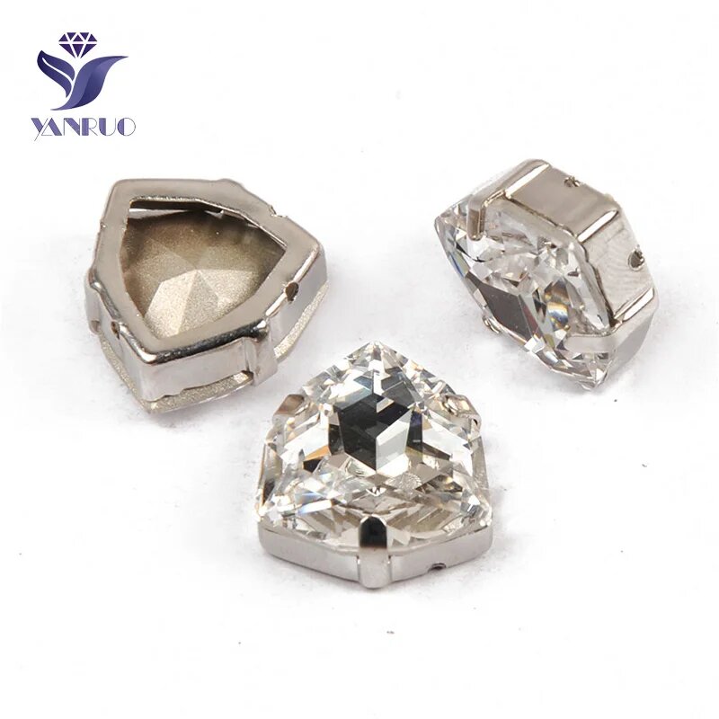 Стеклянные стразы YANRUO 4706 Trilliant Point для декора 7mm 21Pcs, Серебряный, Crystal