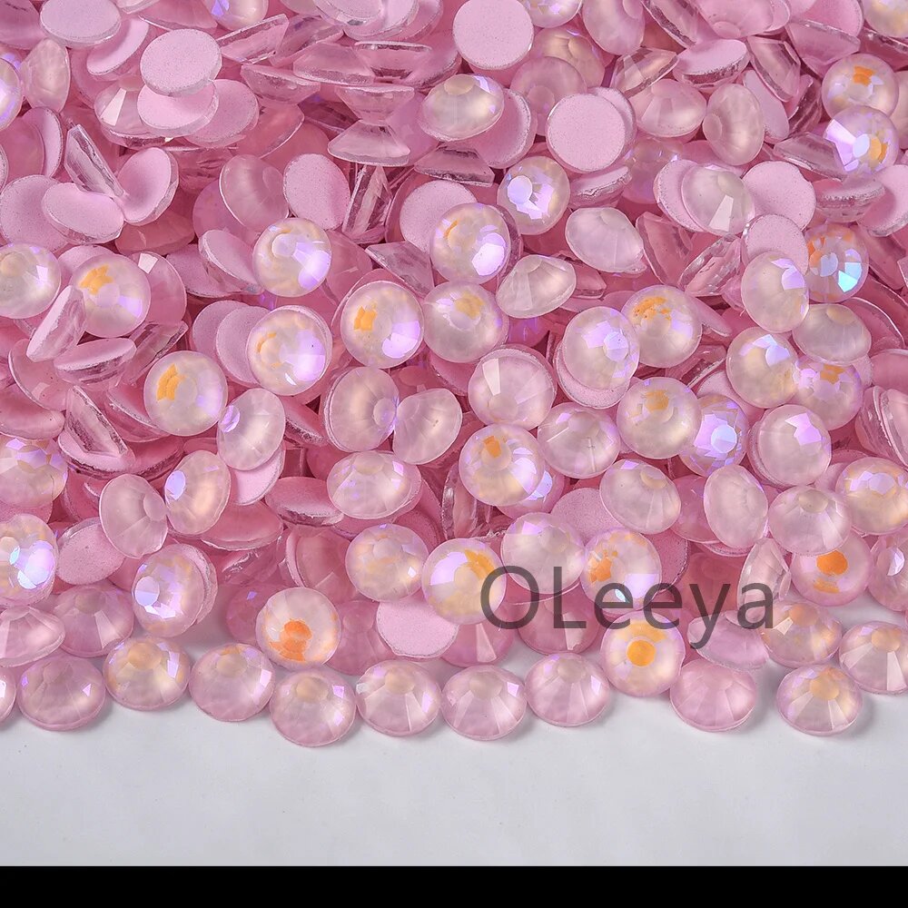 Розовые стеклянные стразы OLeeya Pink AB Luminous SS30 (288шт)