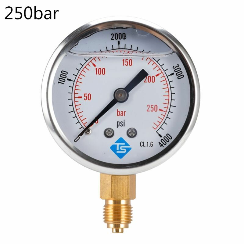 Двойная шкала манометра с циферблатным дисплеем 1/4 BSPT Обратное подключение Счетчик воды Масла Воздуха газа 16 Standad 0-10000psi