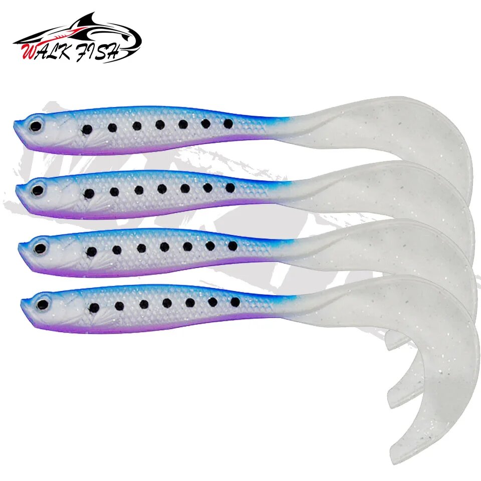 WALK FISH мягкий воблер Blue back black spot, 12.5 см, 5.5 г, 4 шт.