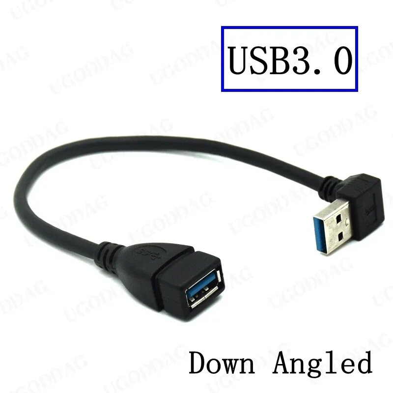 Удлинительный Кабель USB 3,0 штекер-гнездо под прямым углом 90 градусов адаптер USB вверх/вниз/влево/вправо кабель USB 0,2 м