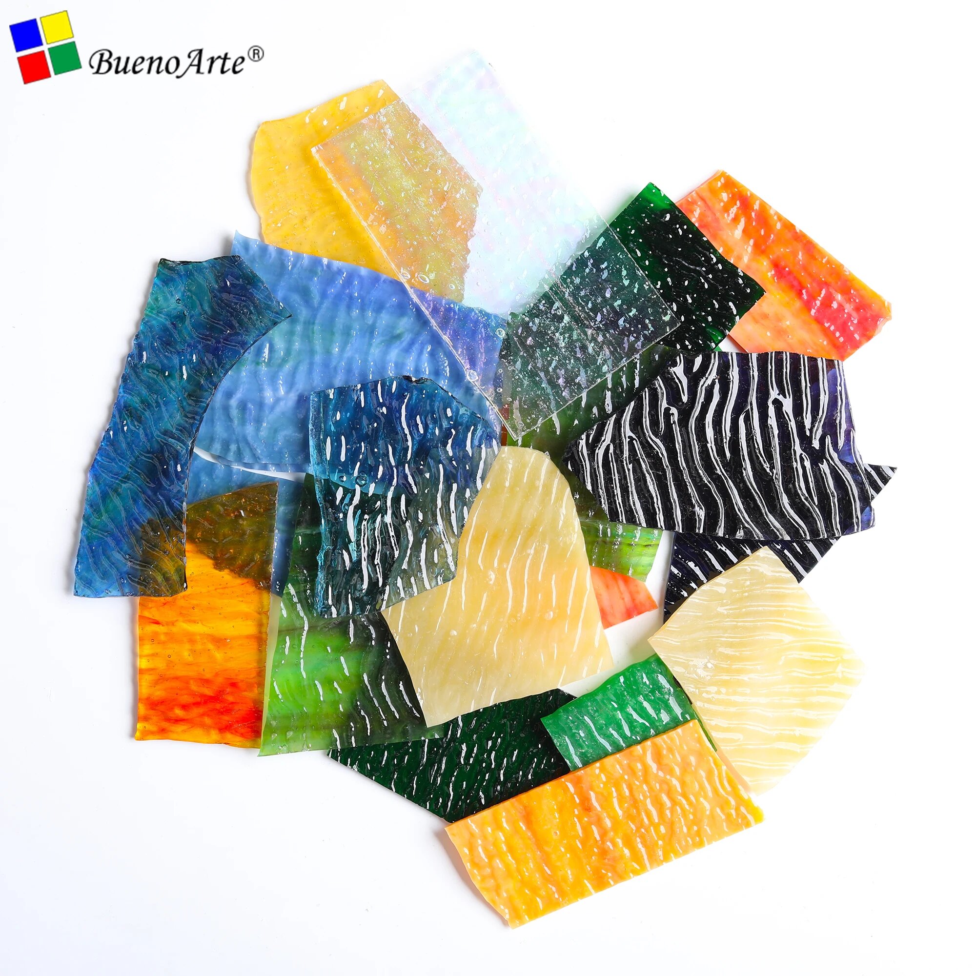 Витражное стекло для мозаики 200 г Черный, Water lines Mix 1