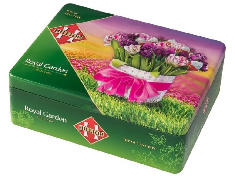 Чай HILLTOP "Королевская коллекция" - шкатулка подарочная зеленая, ж/б 200г