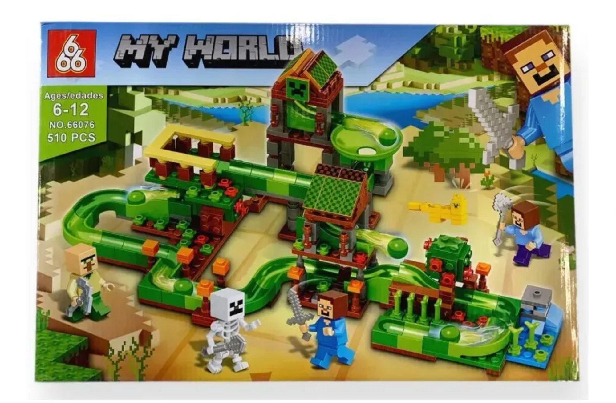 Конструктор Майнкрафт Крипер: Оазис в пустыне 66076 666 MY WORLD, 510 деталей
