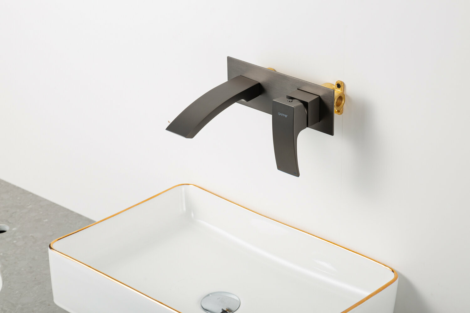 Смеситель для раковины (умывальника)GAPPO G1007-29 оруж. сталь, настенный встраиваемый, латунь