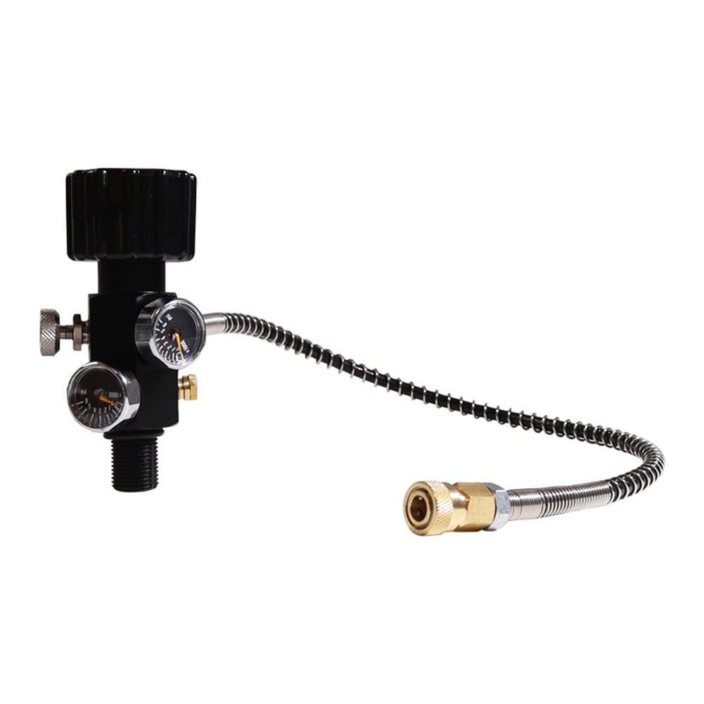 M18X1.5 Резервуар PCP с двойным манометром Зарядный клапан Заправочная станция для газа Адаптер заправки газовых баллонов 6000Psi со шлангом 50 см, черный