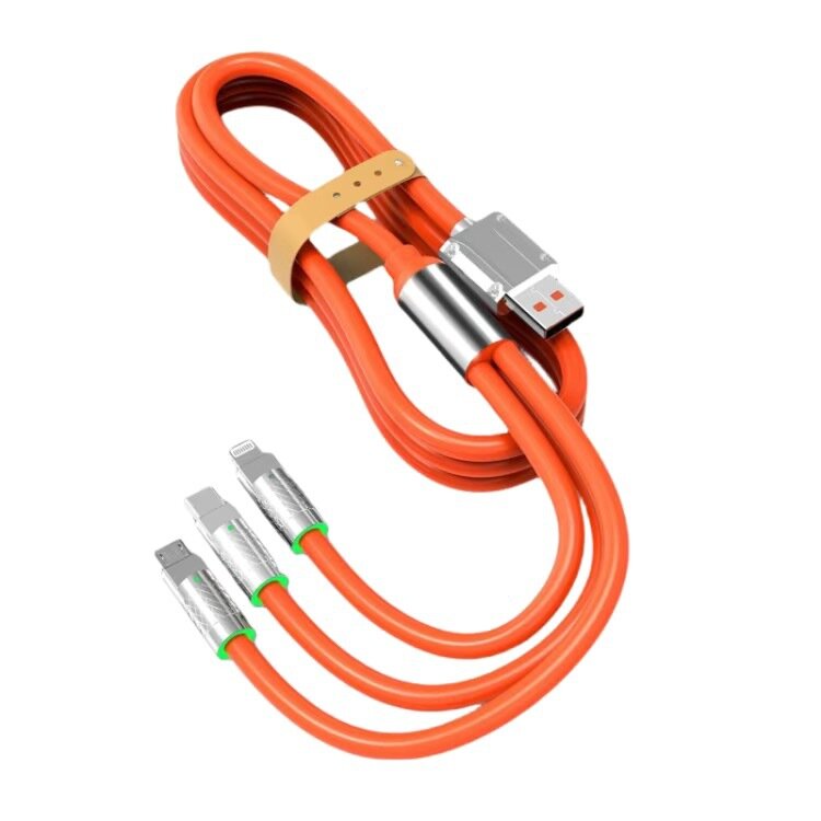 Кабель для передачи данных "Super Flash", 3 м, 100Вт, быстрая зарядка, три в одном