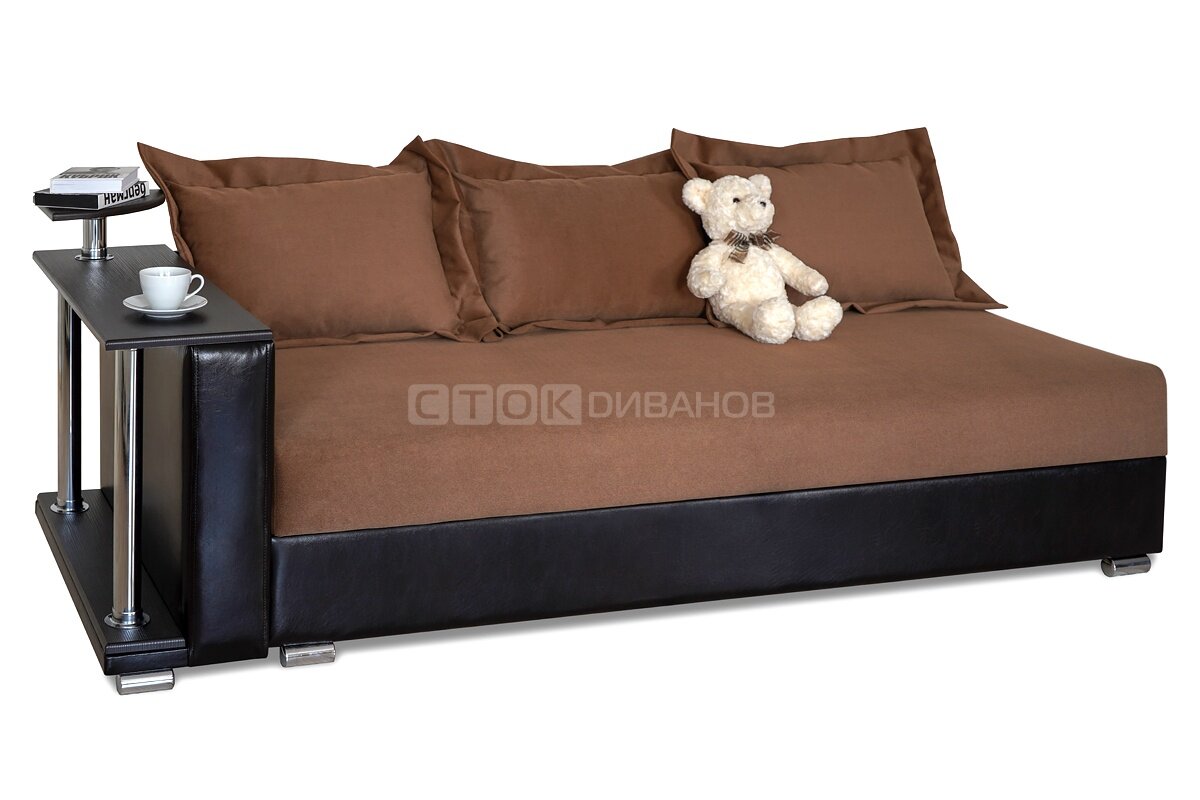 Диван Сток Диванов Аделаида Brown коричневый 230 см, механизм тахта, со встроенным столиком
