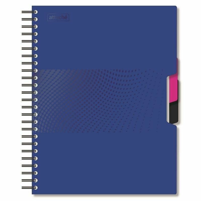 Бизнес-тетрадь Attache А5, 140 листов, клетка, спираль, пластиковая обложка, 2 разделителя, Digital, синяя (1059958)