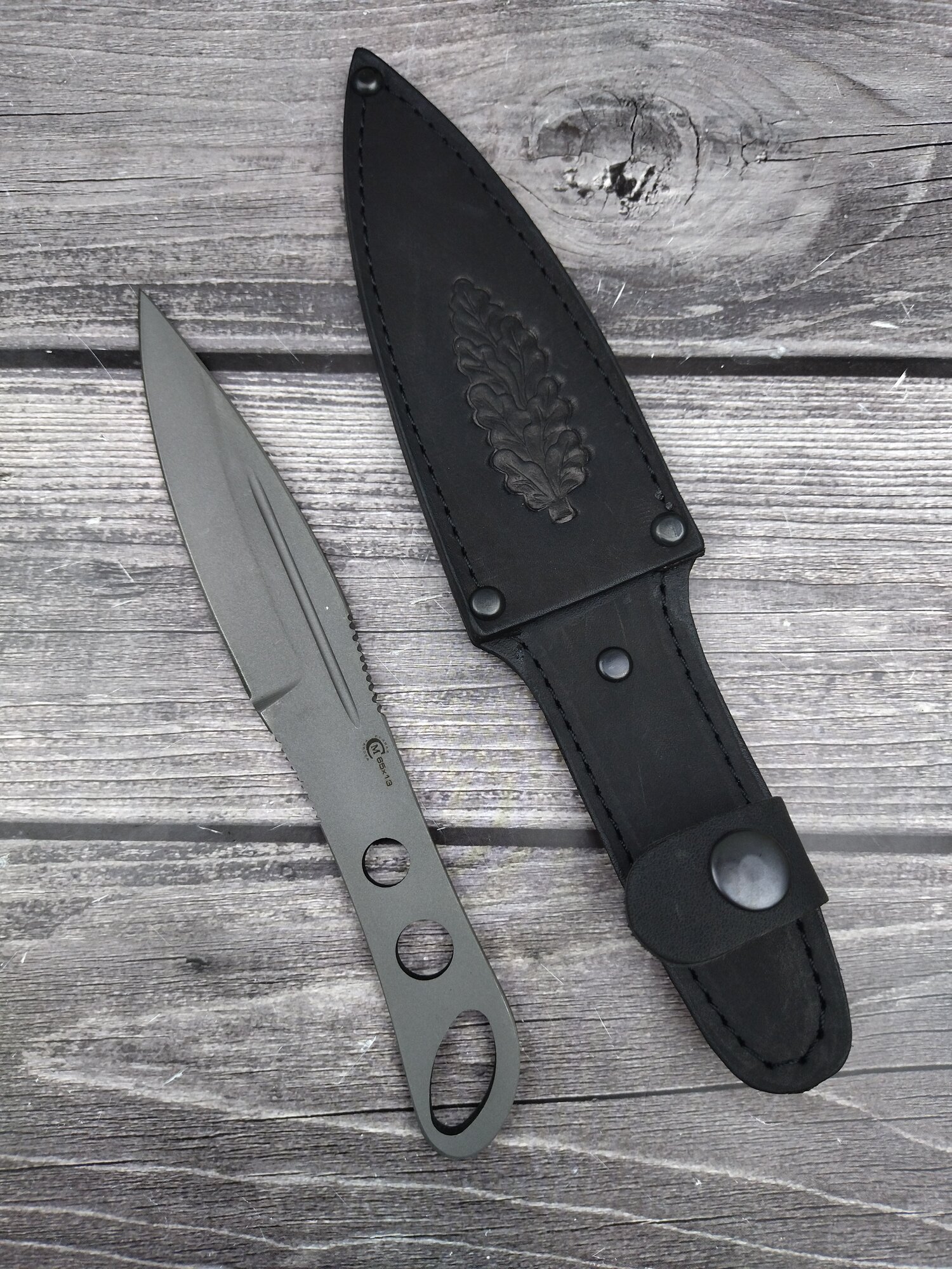 Нож Перо, сталь 65х13, цельнометаллический, ножны из натуральной кожи, Мастерская Семина