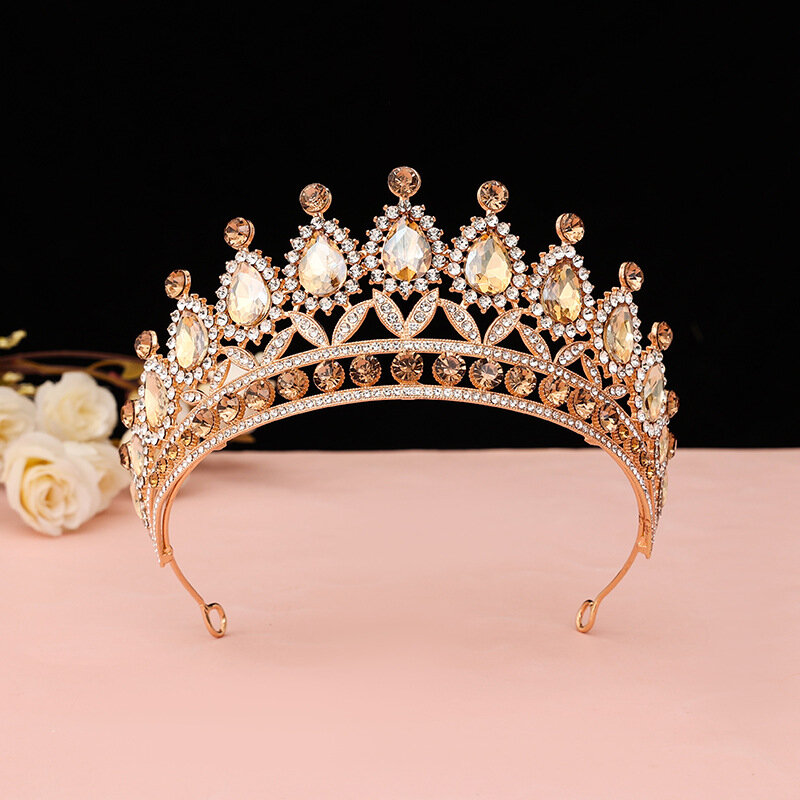 Корона "Барокко", ретро, черная, KC gold, для свадьбы