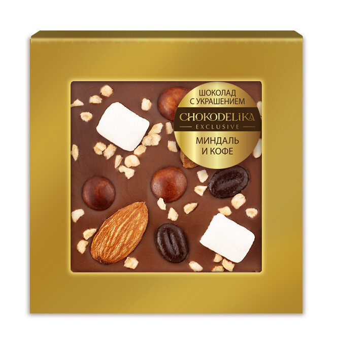 Шоколад молочный Миндаль и кофе, 35 гр.