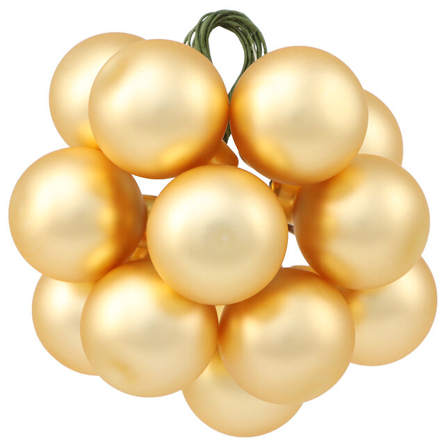 Гроздь из 12 стеклянных шаров на проволоке 2.5 см, золотой матовый, Winter Deco, 2000655
