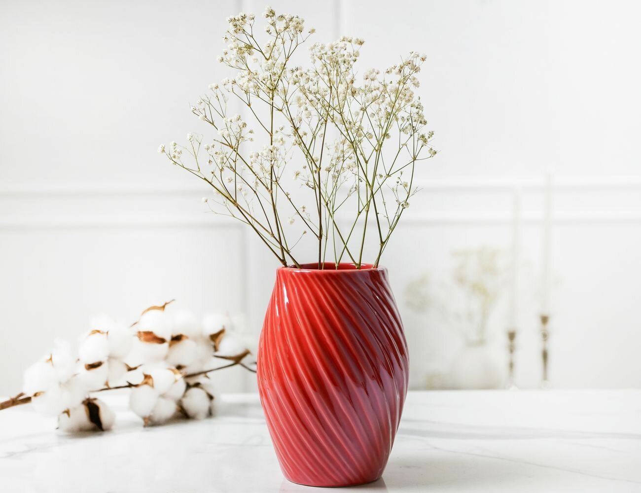 Декоративная ваза эймери, керамика, красная, 16 см, Koopman International ALX619160-1