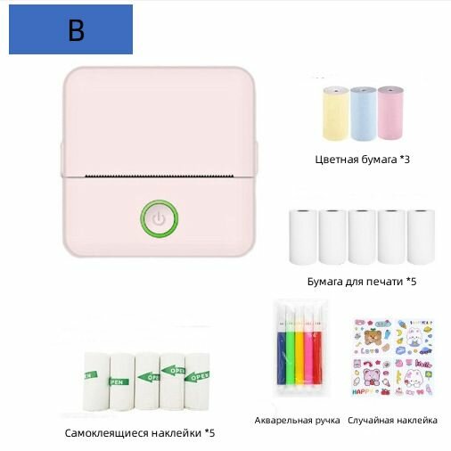 Портативный мини-принтер X6 pink, беспроводной, может быть подключен к мобильному телефону по Bluetooth