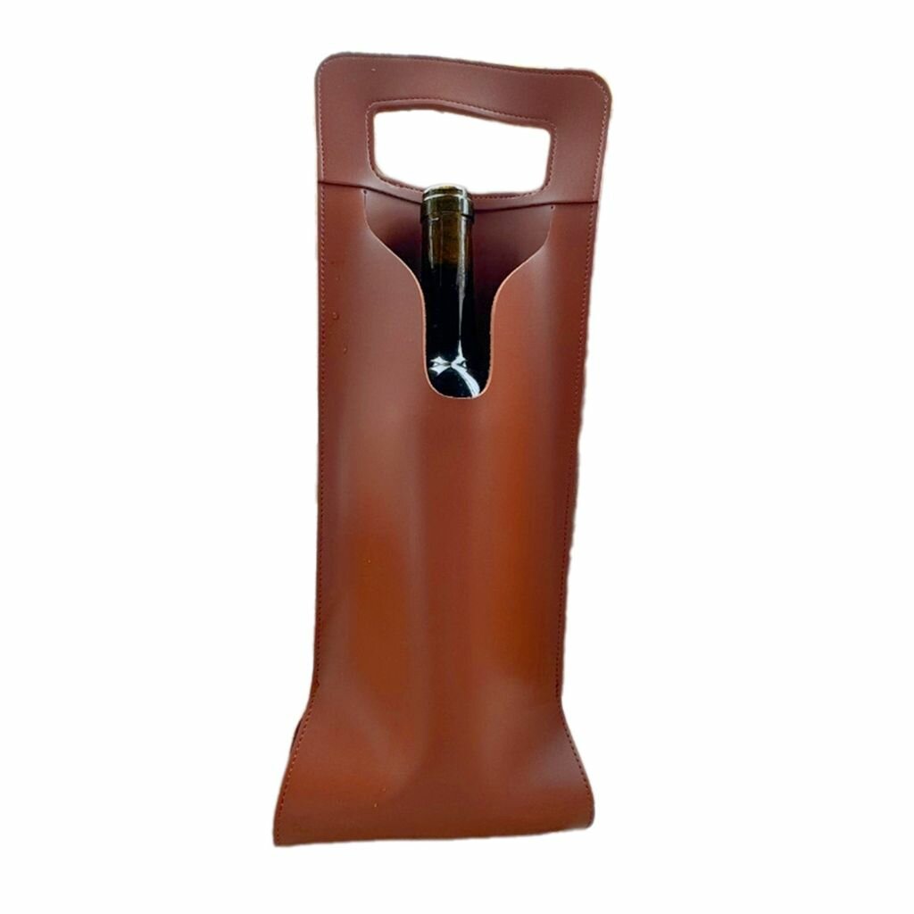 (1шт) Портативный кожаный футляр для красного вина-коричневый