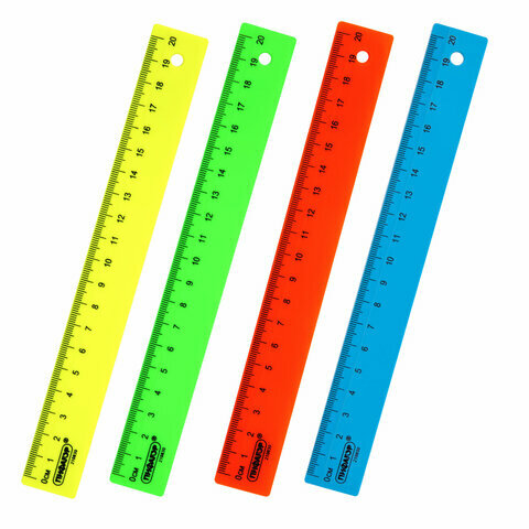 Линейка пластиковая 20 см, пифагор, непрозрачная, неоновая, ассорти, 210830