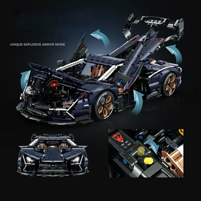Конструктор Lamborghini Revuelto, 1:8 Классическая модель суперкара, 4106 деталей