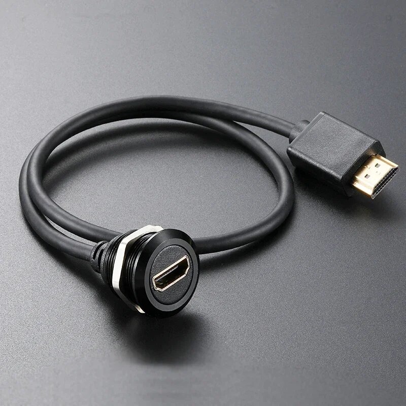 Автомобильное шасси D-типа, передняя панель USB3.0, установка с кабелем, удлинительный кабель для передачи данных HDMI, промышленный адаптер для зарядки типа C 0.5M cable, R HDMI2.0 Black