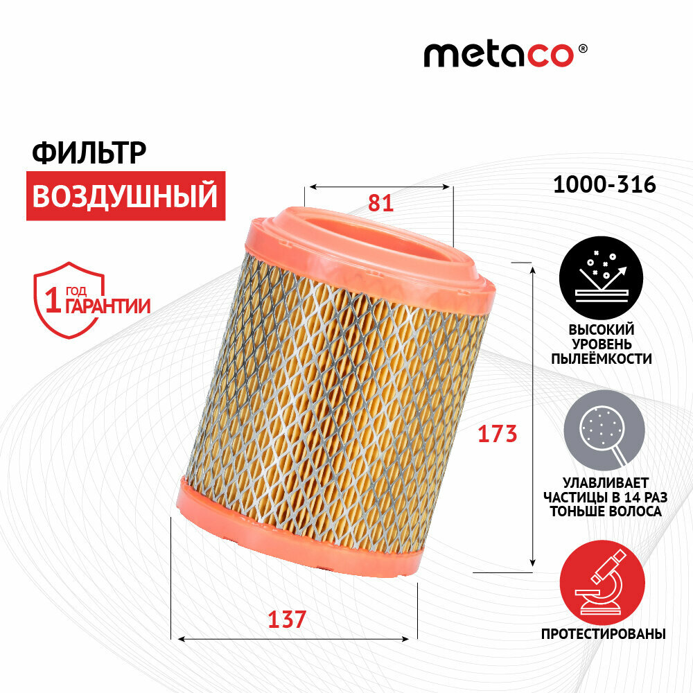 Фильтр воздушный Metaco 1000-316