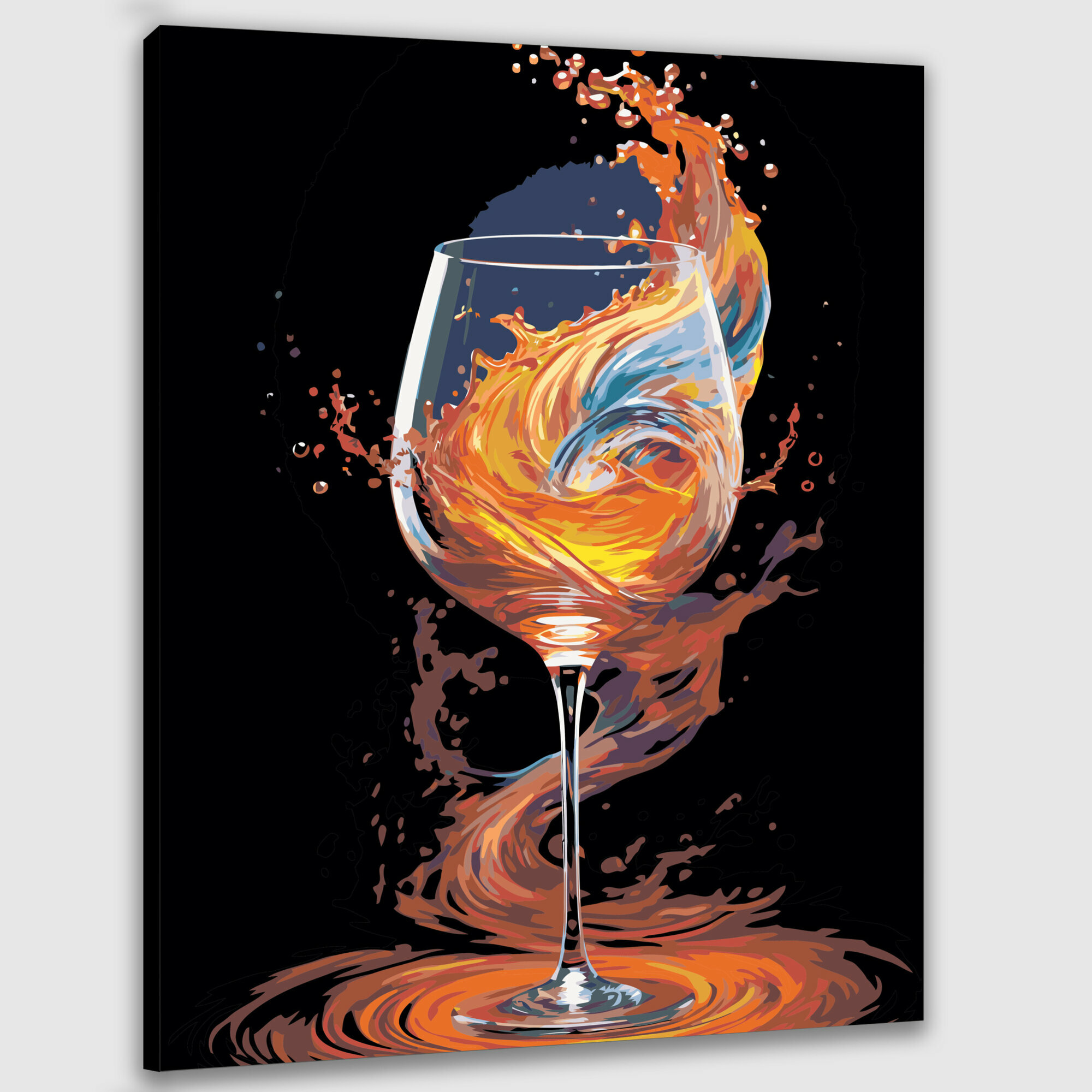 Картина по номерам 40x50 см, фотография, бокал для вина, краски, яркие, переливающиеся, творчество
